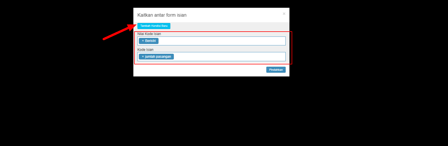 Permintaan fitur: Tambahkan kondisi agar dapat memilih kode isian dalam memilih sesuai dengan ...