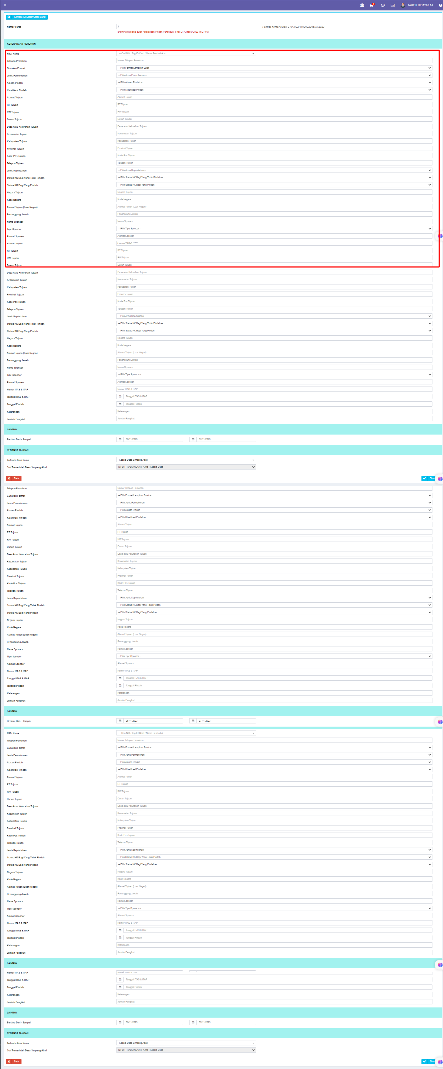 Permintaan fitur: Sesuaikan layout Surat Keterangan Pindah Penduduk ...