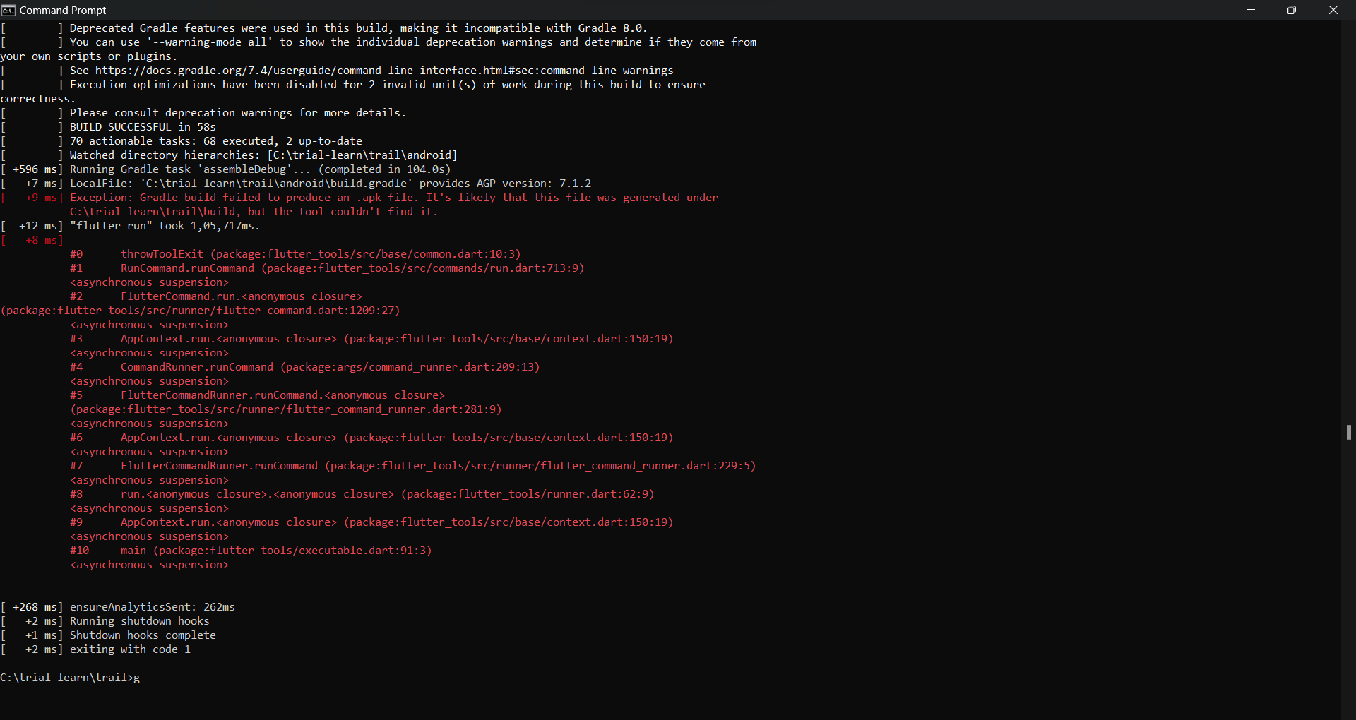 Gradle build failed to produce an .apk file. It's likely that this file ...