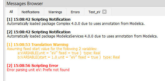 DisplayUnit "eV" gives scripting error · Issue #9774 · OpenModelica/OpenModelica · GitHub