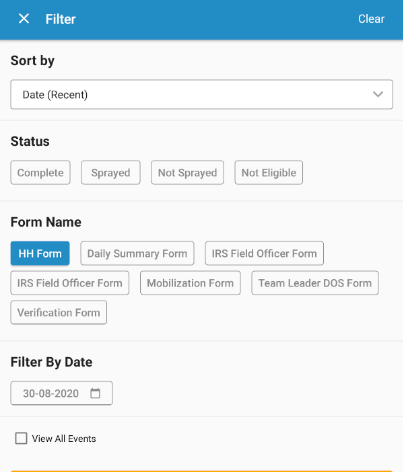 Clear Button on Filled Forms Does not Reset "Form name" and "Date Filter" · Issue #971 · opensrp ...