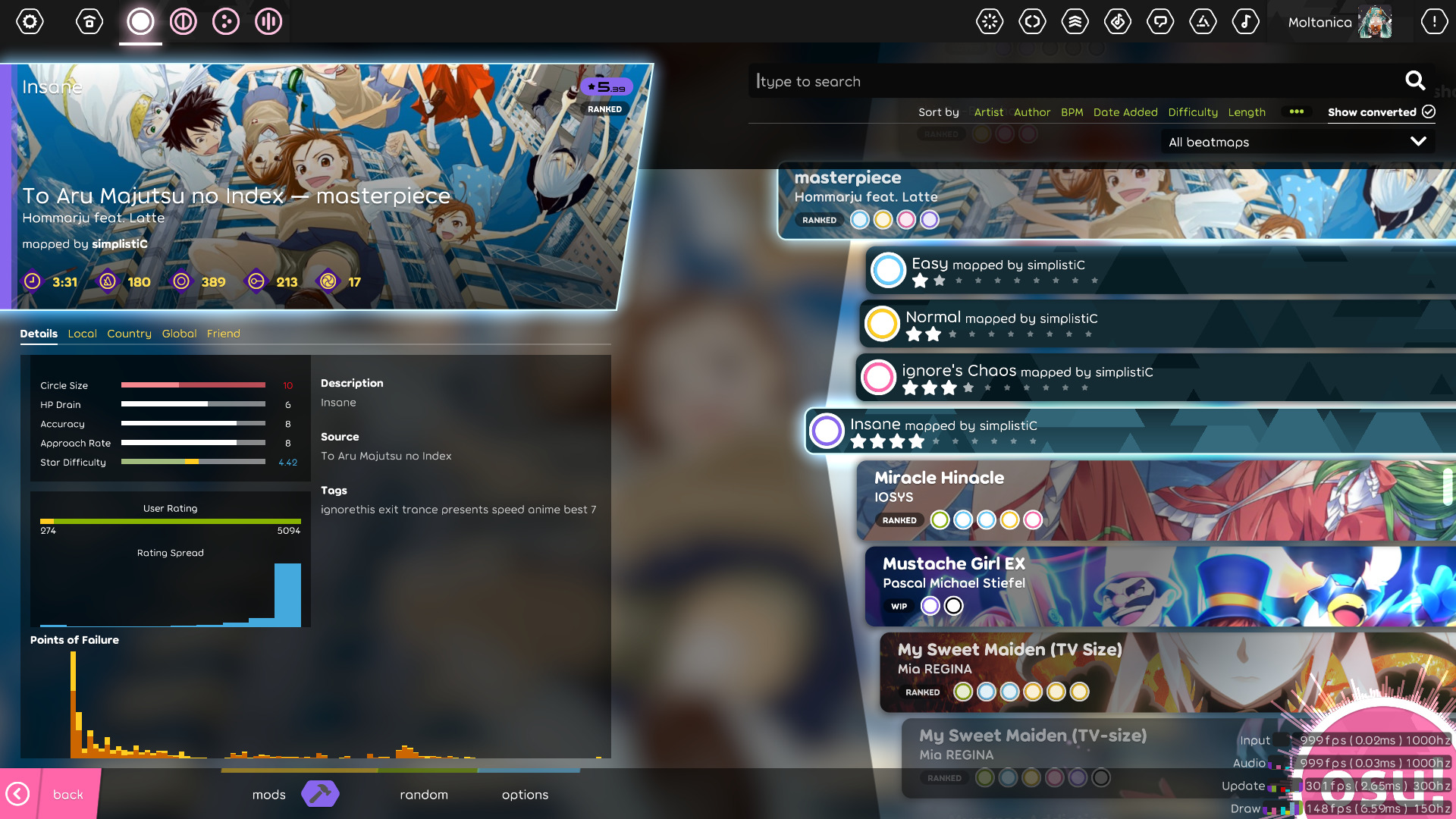 Unusual change in star rate when activating Difficulty Adjust Mod ...