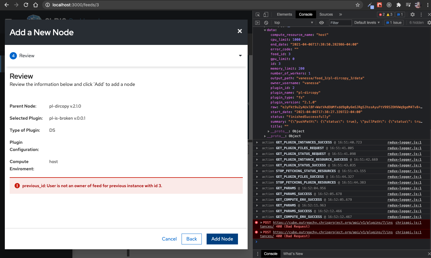 Custom messages for backend error codes · Issue #222 · FNNDSC/ChRIS_ui · GitHub