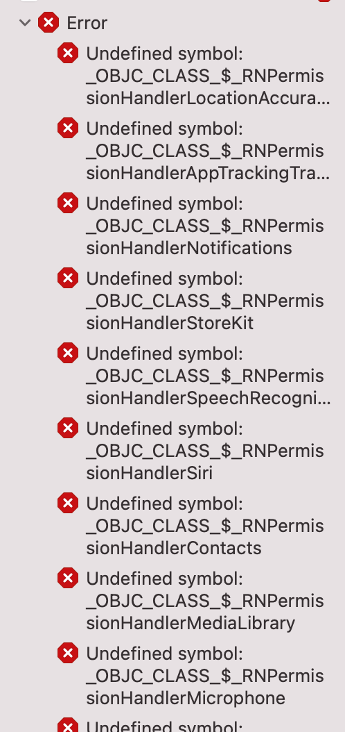 Undefined symbol: _OBJC_CLASS_$_RNPermissionHandlerLocationAccuracy · Issue #627 · zoontek/react ...