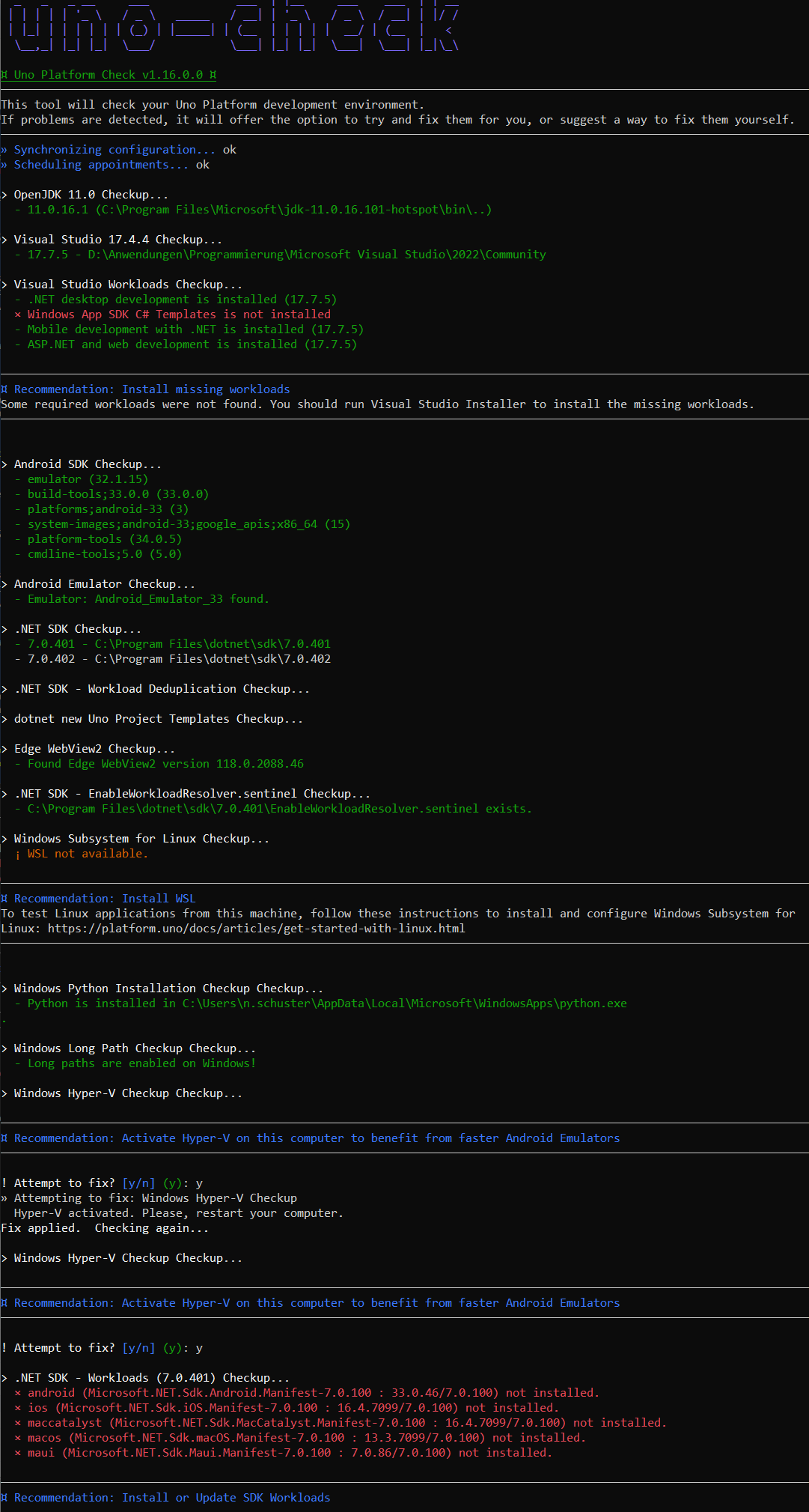 Uno-check .Net Workload install failed, Error due to package signing · unoplatform uno ...