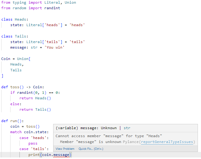 Property Of Class Not Determined Inside Match Statement · Issue 3634 · Microsoftpylance 
