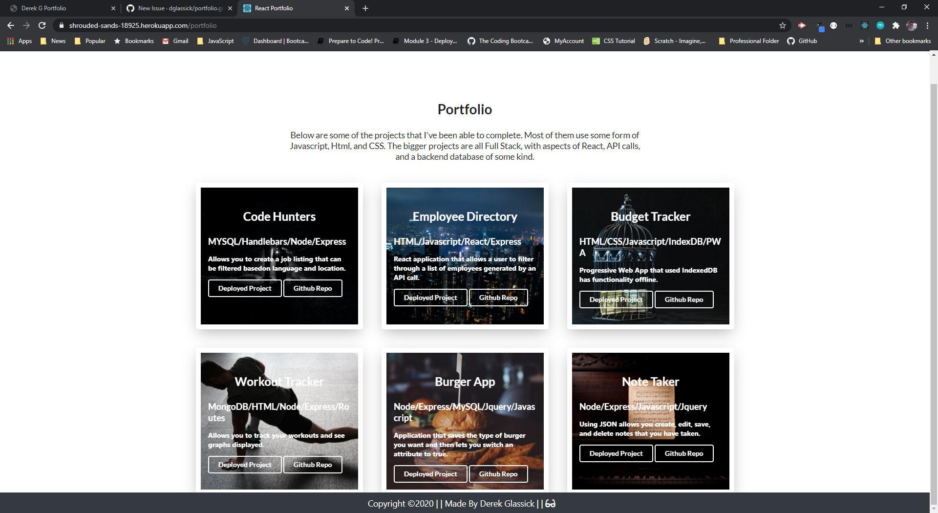 Github Dglassick React Portfolio