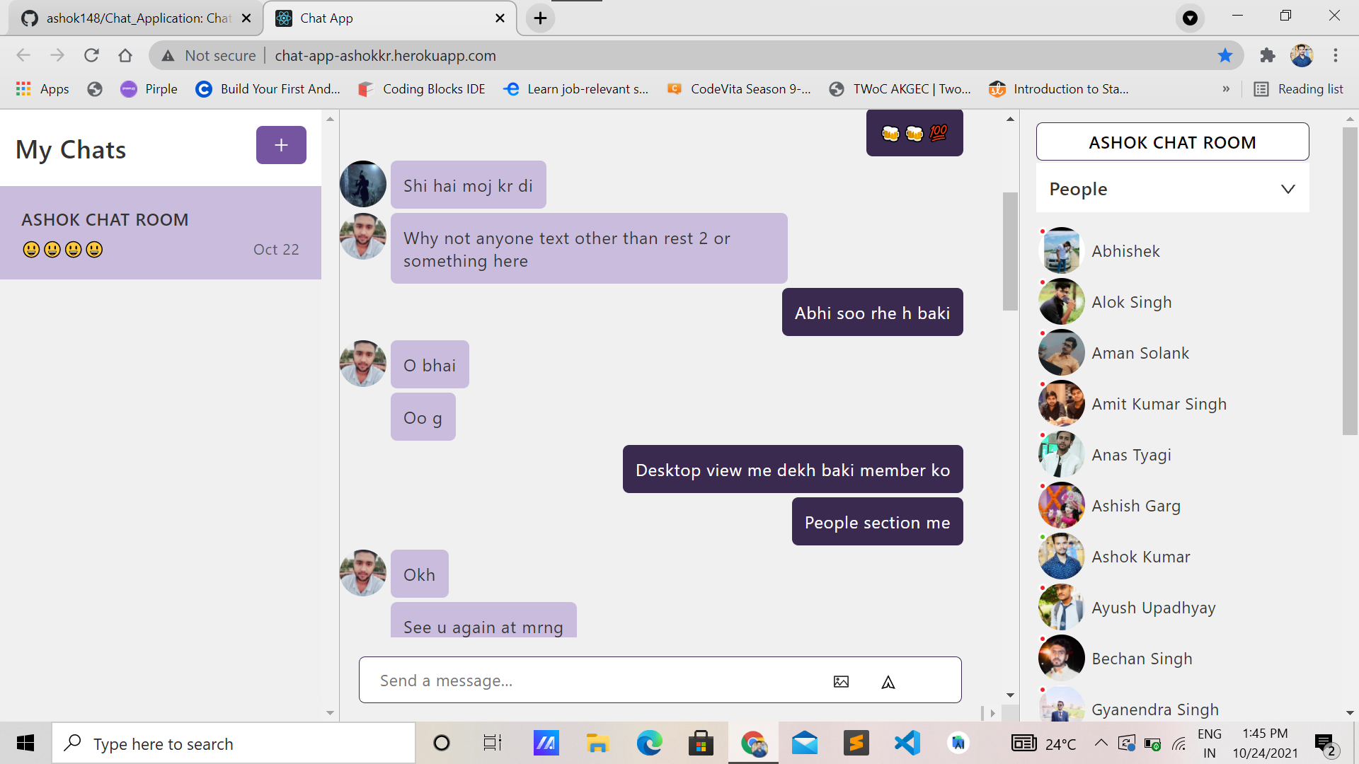 GitHub - ashok148/Chat_Application: Chat App See Live Demo