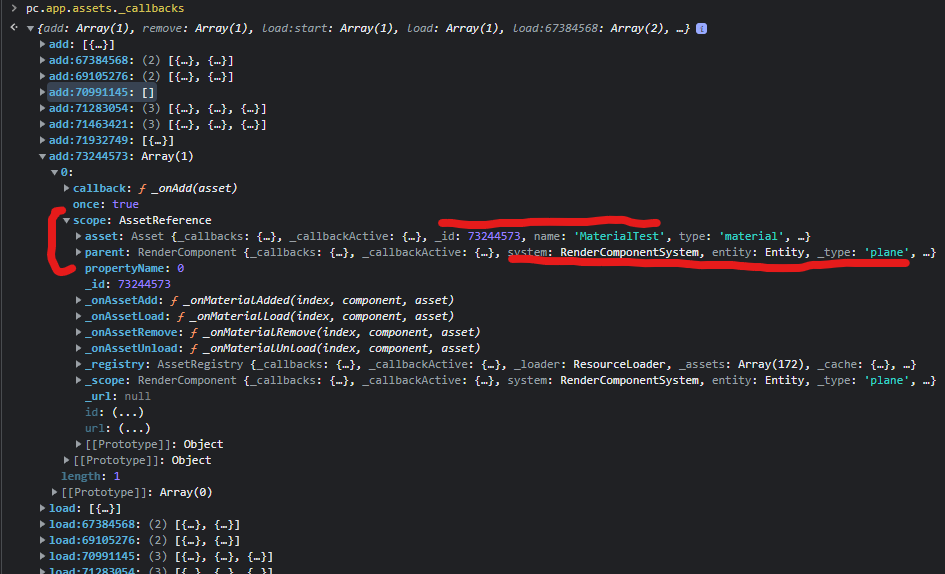 Memory leak: RenderComponent with material asset keeps stale references on pc.app.assets ...