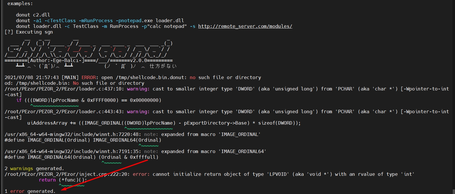 ERROR: open /tmp/shellcode.bin.donut: no such file or directory · Issue #7 · phra/PEzor · GitHub