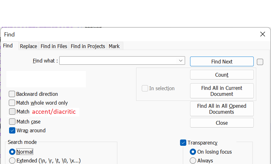 Feature request: search form, new checkbox "Accent/Diacritic Match ...