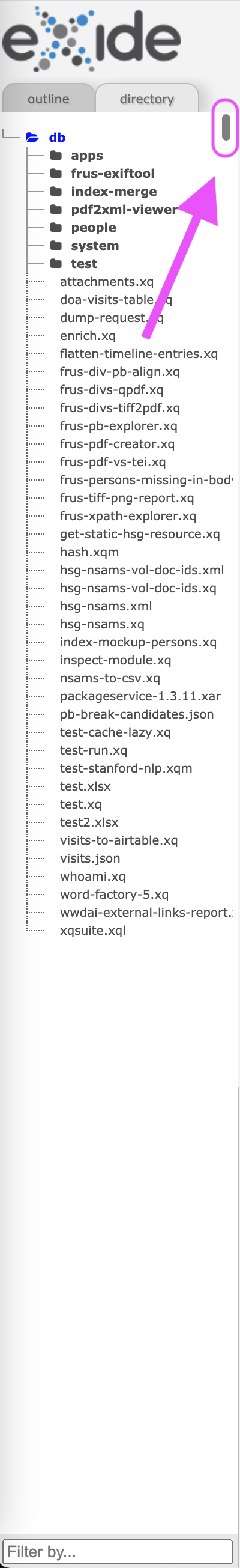[BUG] Directory & Outline sidebar pane area is 1,000,000^2 pixels · Issue #317 · eXist-db/eXide ...