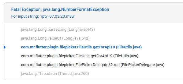 NumberFormatException in getForApi19 · Issue #221 · miguelpruivo/flutter_file_picker · GitHub