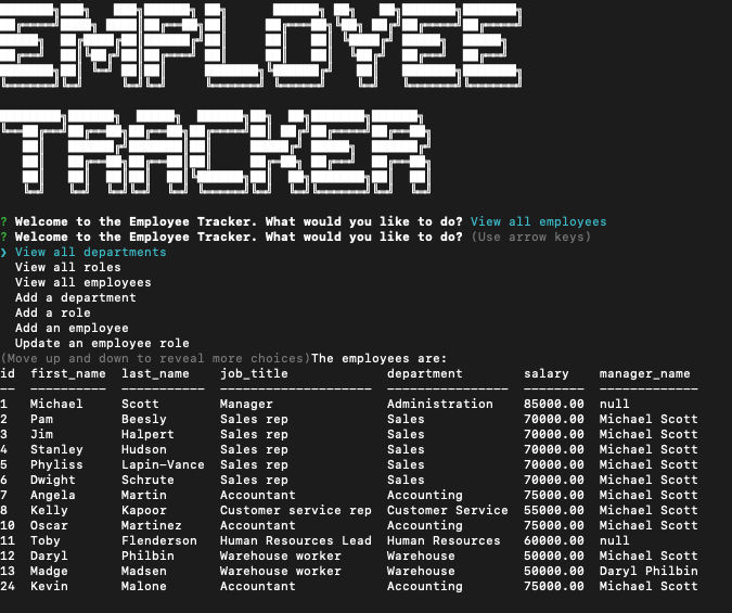 GitHub - jhugray/employee-tracker