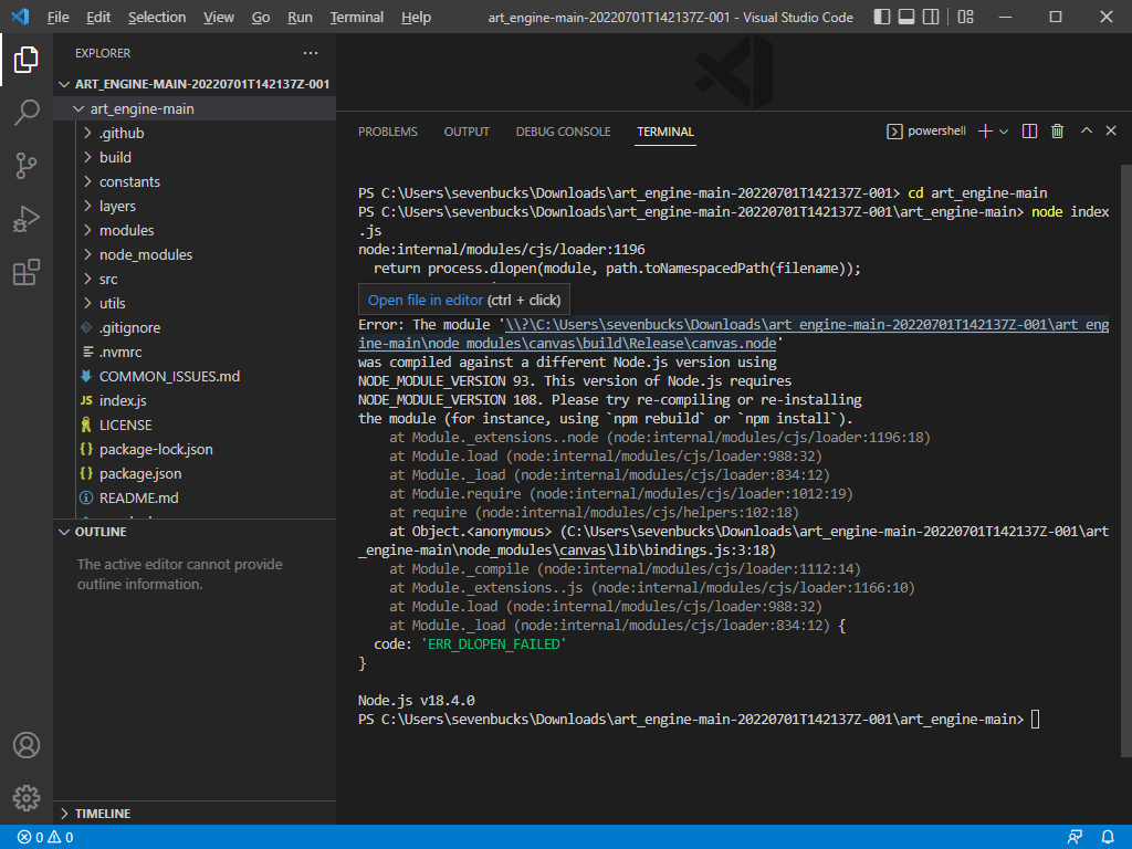 cannot find module index.js · Issue #1295 · HashLips/hashlips_art_engine · GitHub
