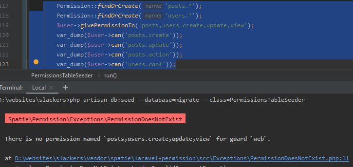 using permission with wildcard not working · Issue #1423 · spatie/laravel-permission · GitHub
