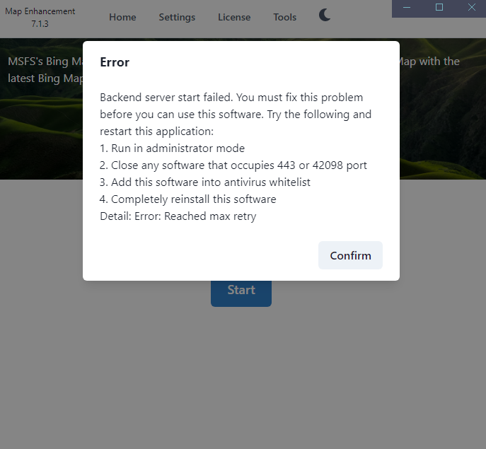 Error Backend server start failed. · Issue #366 · derekhe/msfs2020-map-enhancement · GitHub