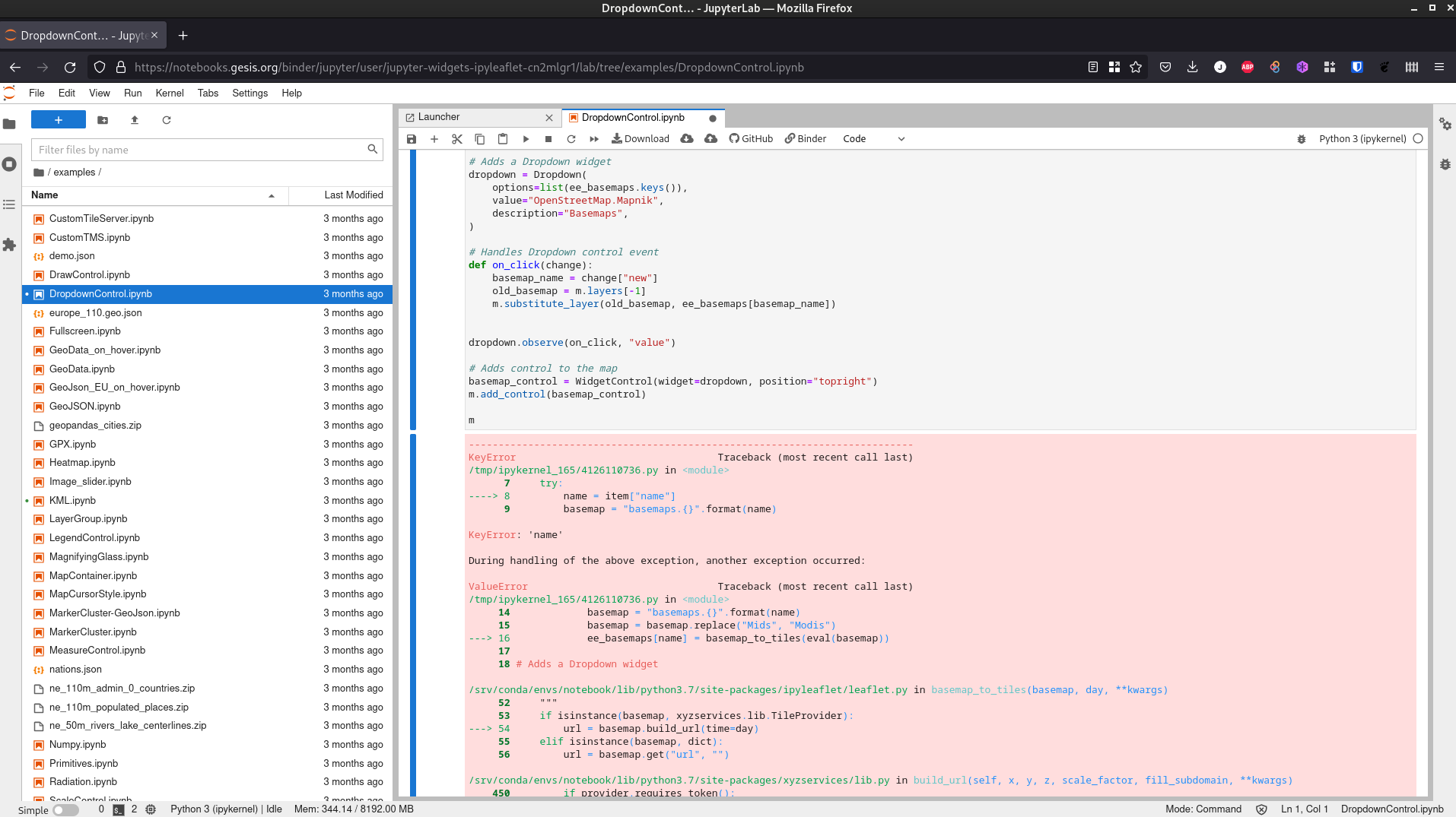 Some Examples Are Not Working On Binder · Issue 1028 · Jupyter Widgets Ipyleaflet · Github