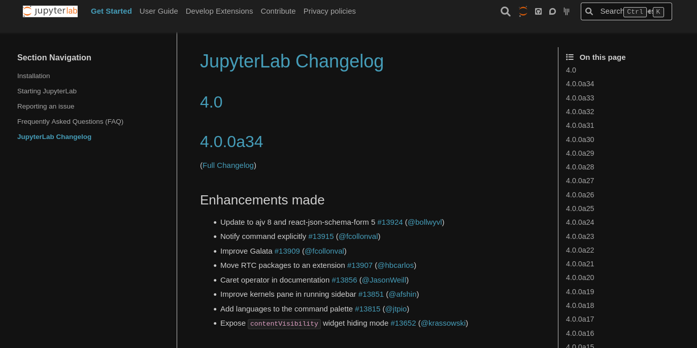 User facing changelog for 4.0 · Issue #14060 · jupyterlab/jupyterlab · GitHub