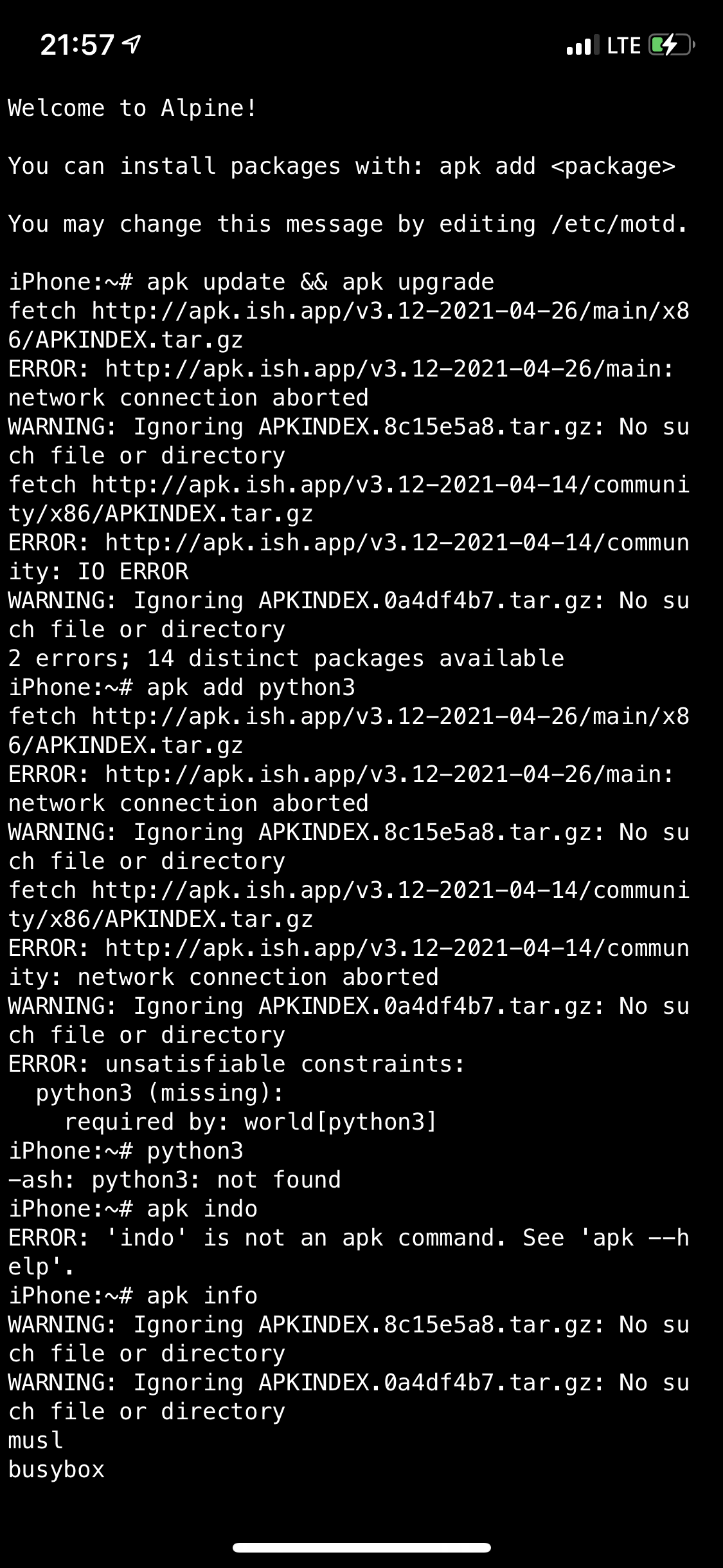 Apk doesn’t update or add · Issue #1396 · ish-app/ish · GitHub