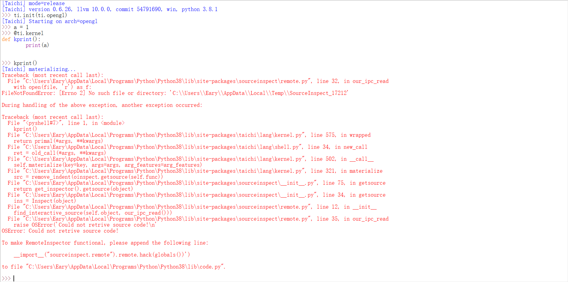 IDLE still doesn't work for me · Issue #1483 · taichi-dev/taichi · GitHub