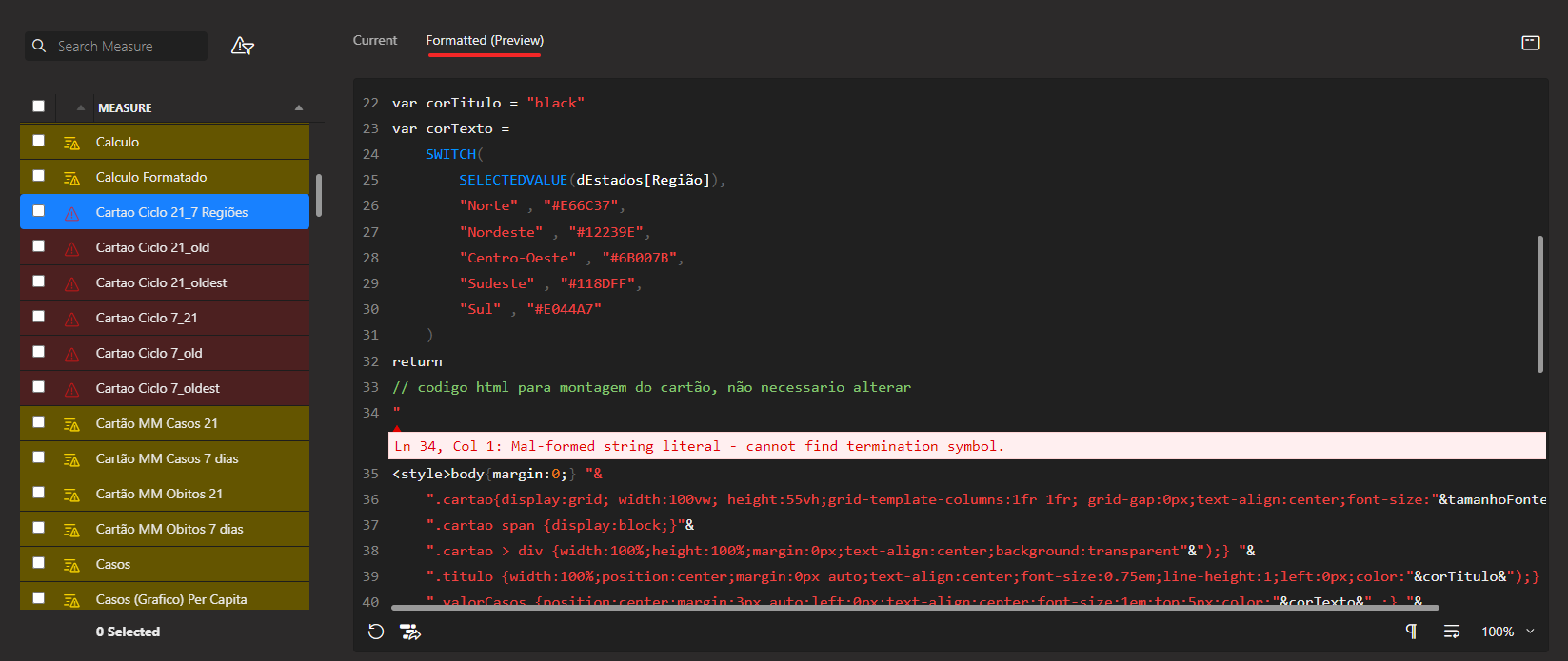 "Mal-formed string literal" format DAX error · Issue #217 · sql-bi/Bravo · GitHub