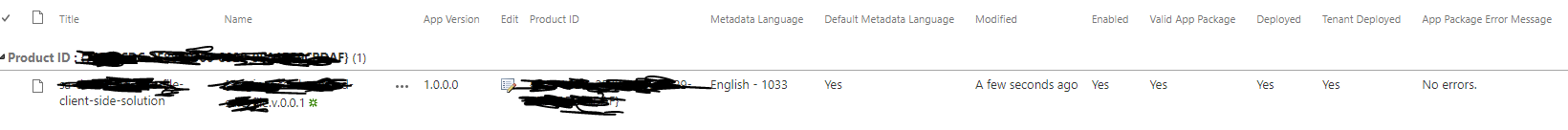 SPFX Solution Deployment throws error: Contains the wrong number for the relationship. Expected ...