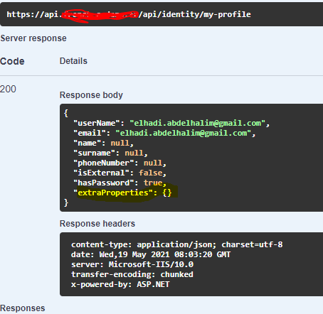 ProfileAppService don't return extraProperties · Issue #9062 · abpframework/abp · GitHub