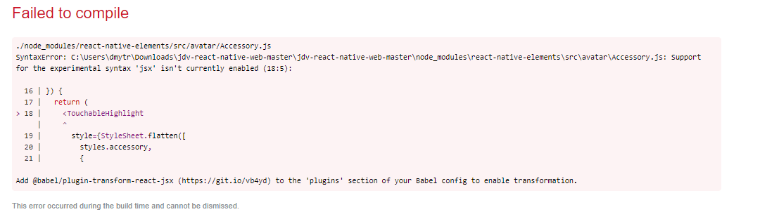 Support for the experimental syntax 'jsx' isn't currently enabled · Issue #2156 · necolas/react ...