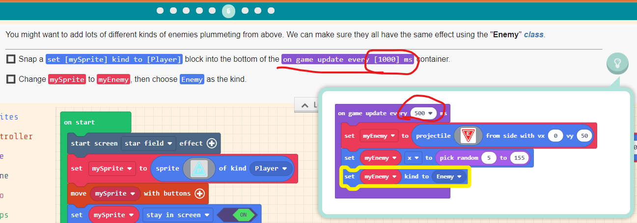Skillmap: The content is not accurate for step 6 in "Enemies" · Issue #2777 · microsoft/pxt ...