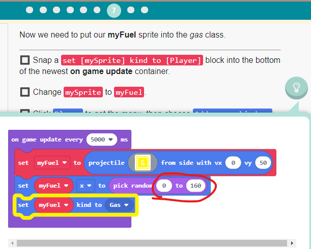 Skillmap: The hint not accurate for step 7 in "Fuel Up" · Issue #2778 · microsoft/pxt-arcade ...