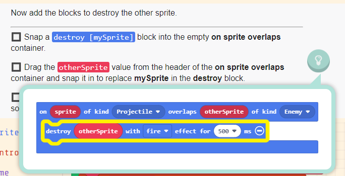 Galga: The hint of step12 and step13 are inconsistent · Issue #3383 · microsoft/pxt-arcade · GitHub