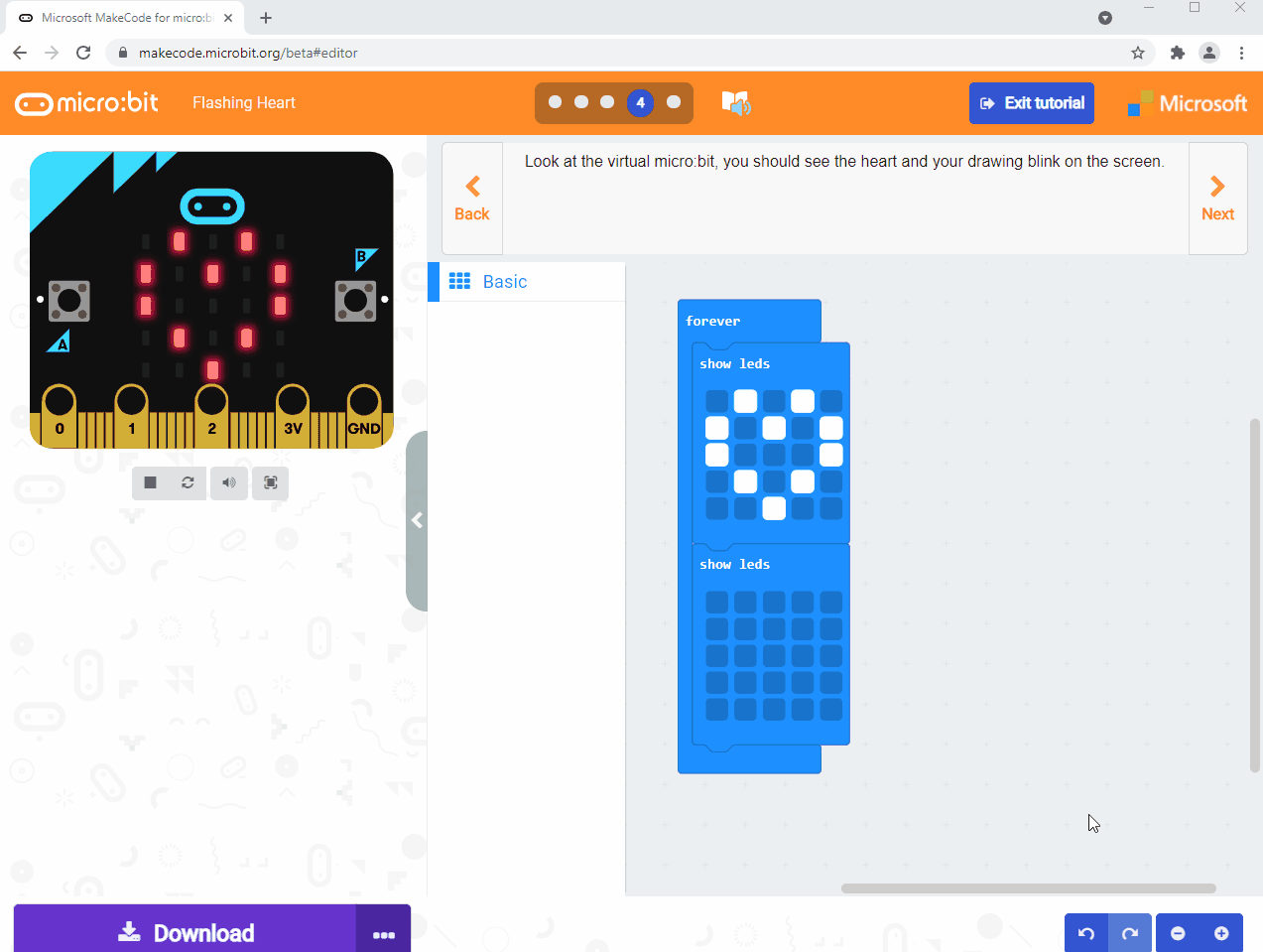 It only returns to step 2 if clicking unfinished tutorial · Issue #3998 · microsoft/pxt-microbit ...