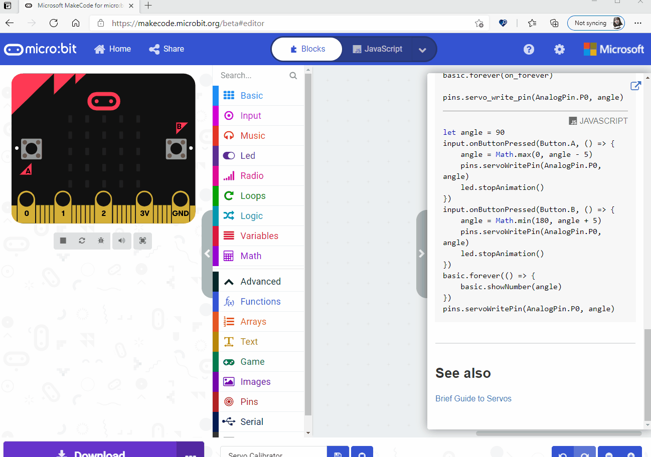 Servo Calibrator: Link "Brief Guide to Servos" can't be opened · Issue #4045 · microsoft/pxt ...