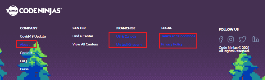 Code NINJAS: Blue text at the bottom is not clear under purple ...