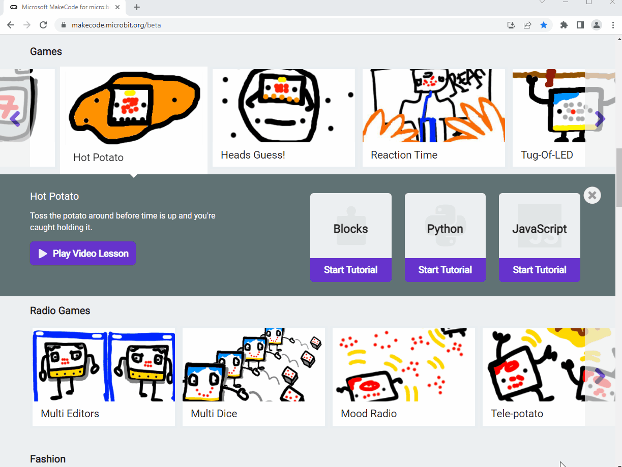 Hot Potato: JS and Python tutorial don't match · Issue #4508 ...