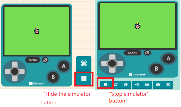 The icon of “Hide the simulator” button need to be changed · Issue #5012 · microsoft/pxt-arcade ...