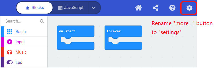 Rename “more” Button To “settings” · Issue 4919 · Microsoftpxt Microbit · Github
