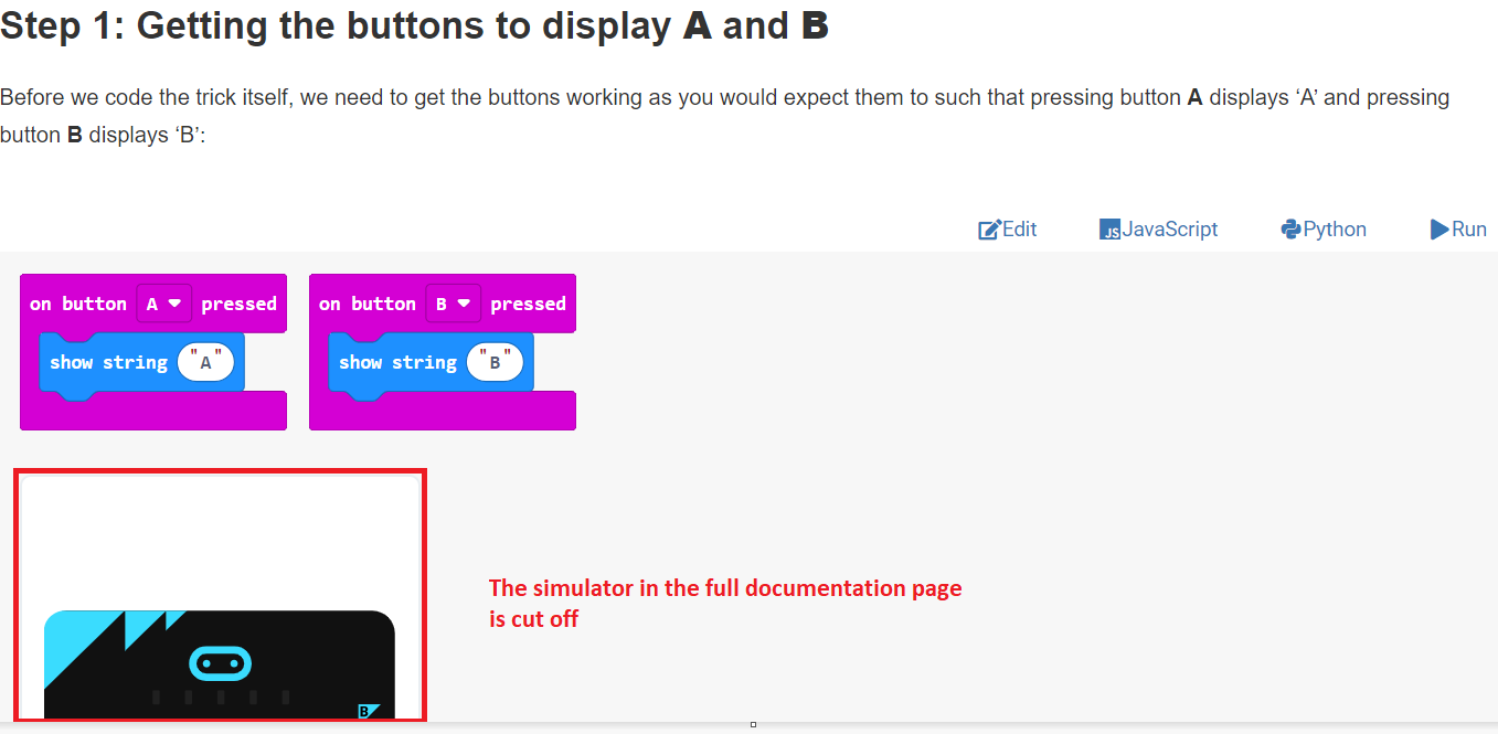 The Simulator In The Full Documentation Page Is Cut Off · Issue 5262 · Microsoftpxt Microbit