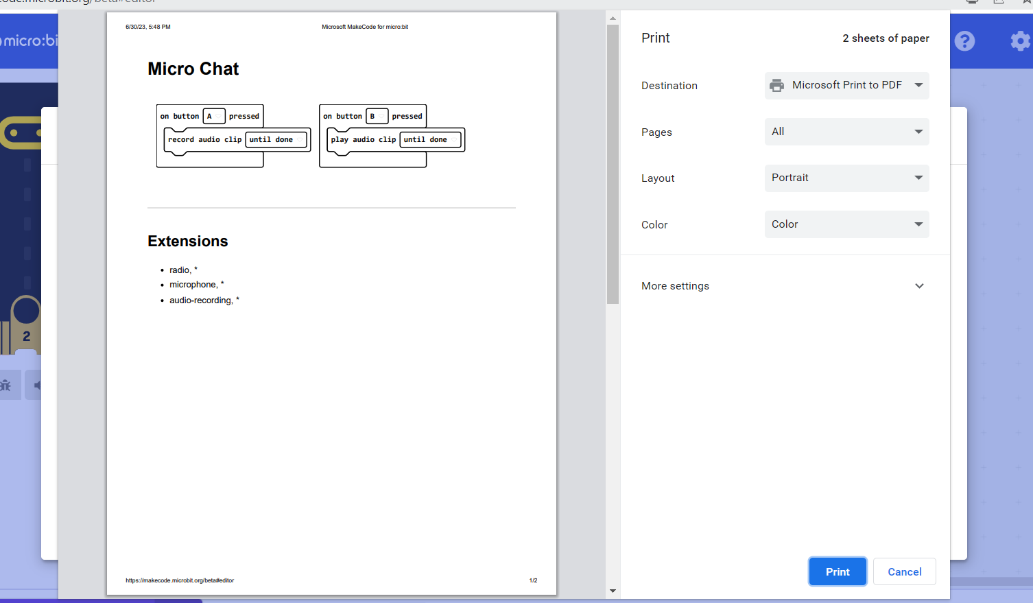 No preview available if printing in offline app · Issue #5299 · microsoft/pxt-microbit · GitHub