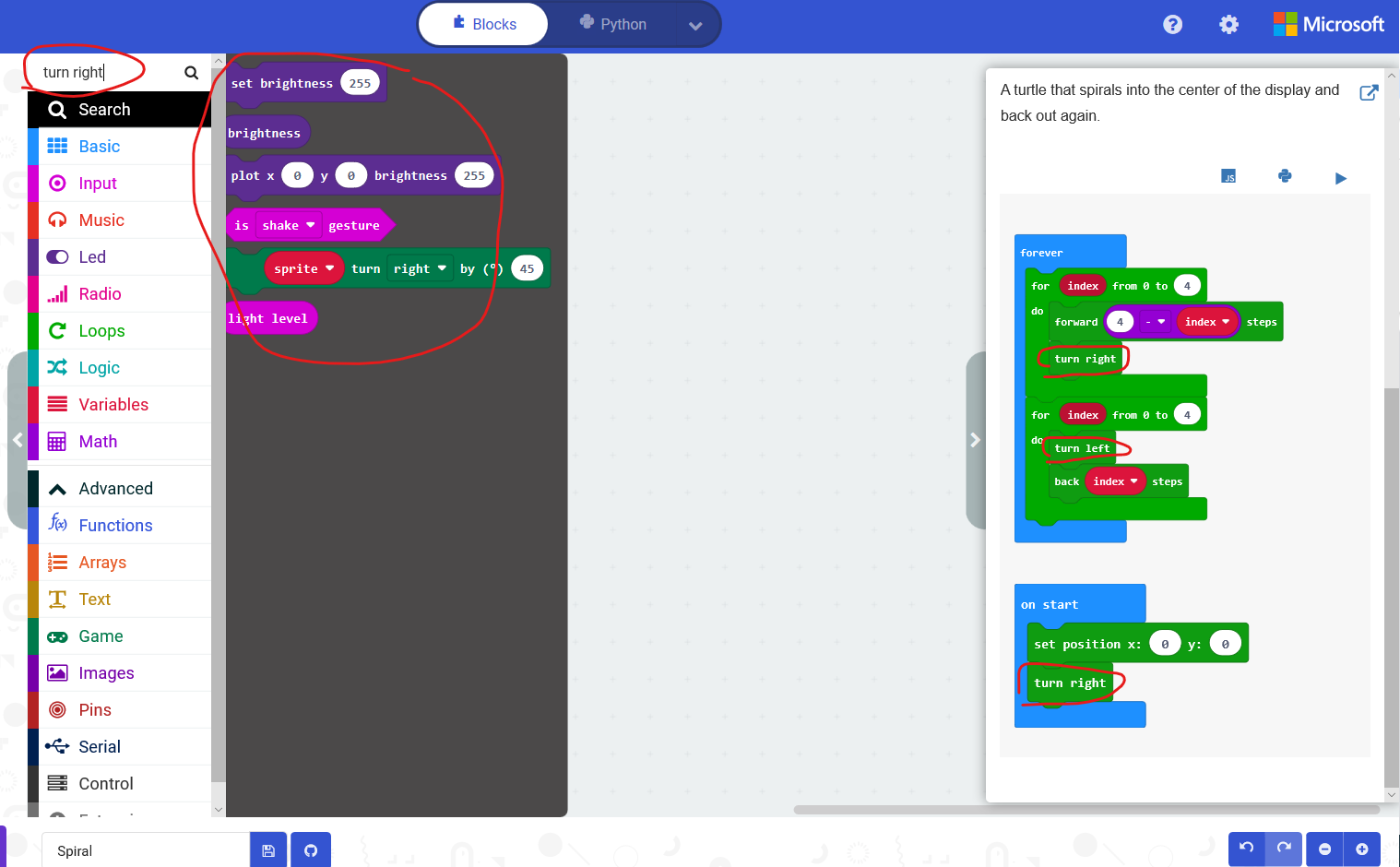Spiral missing Turtle Category · Issue #2654 · microsoft/pxt-microbit · GitHub