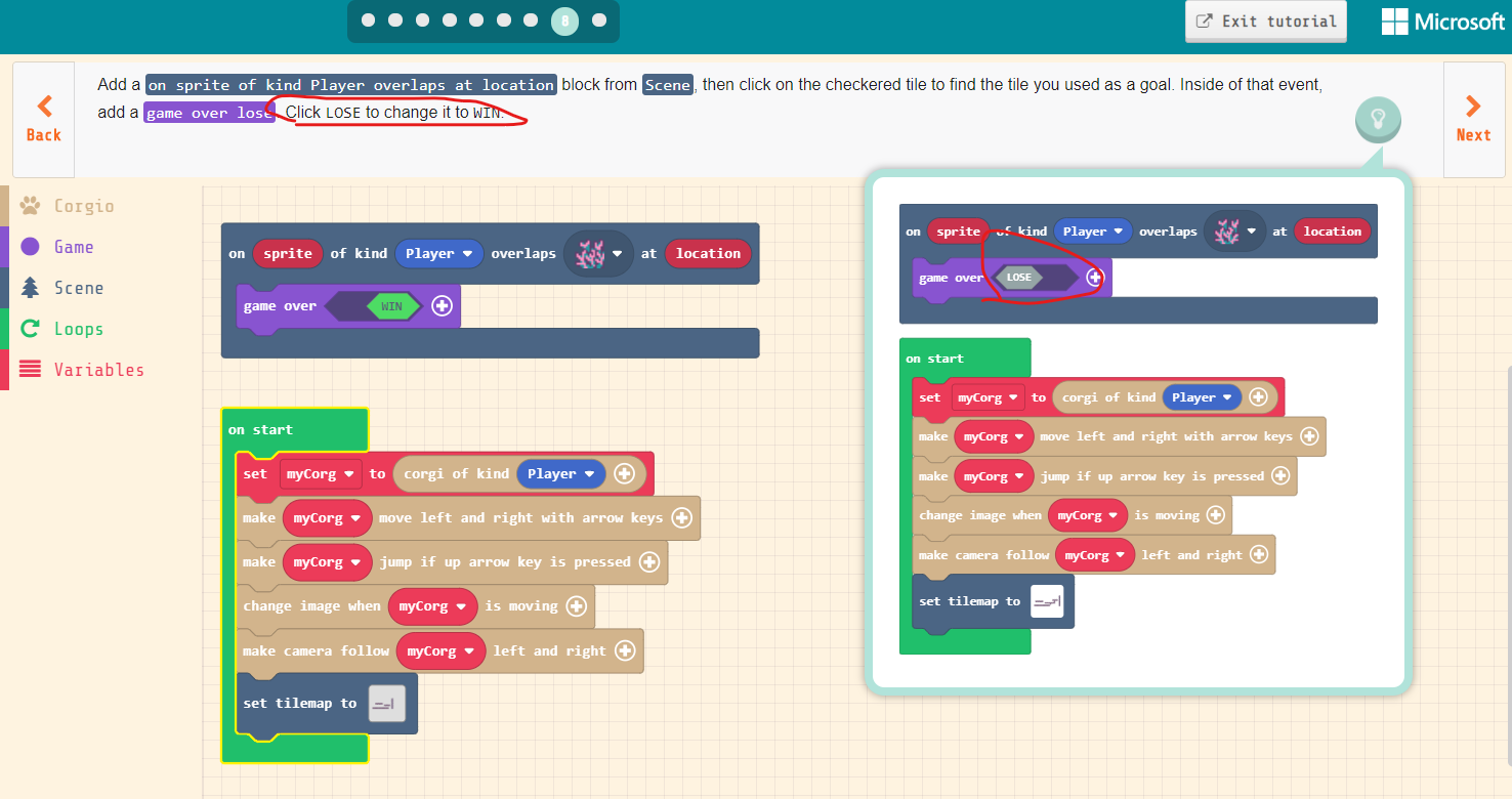 Should hint and instruction be consistent in "Simple Extensions ...
