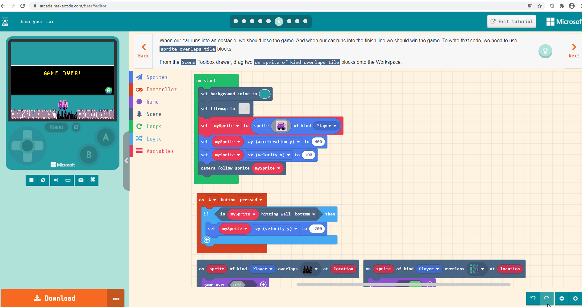 Part of instruction missed after clicking "restore down" · Issue #2462 · microsoft/pxt-arcade ...