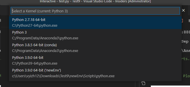 The error "Python 3.9.0 64-bit ('newEnv') requires ipykernel to be installed" always pops up ...