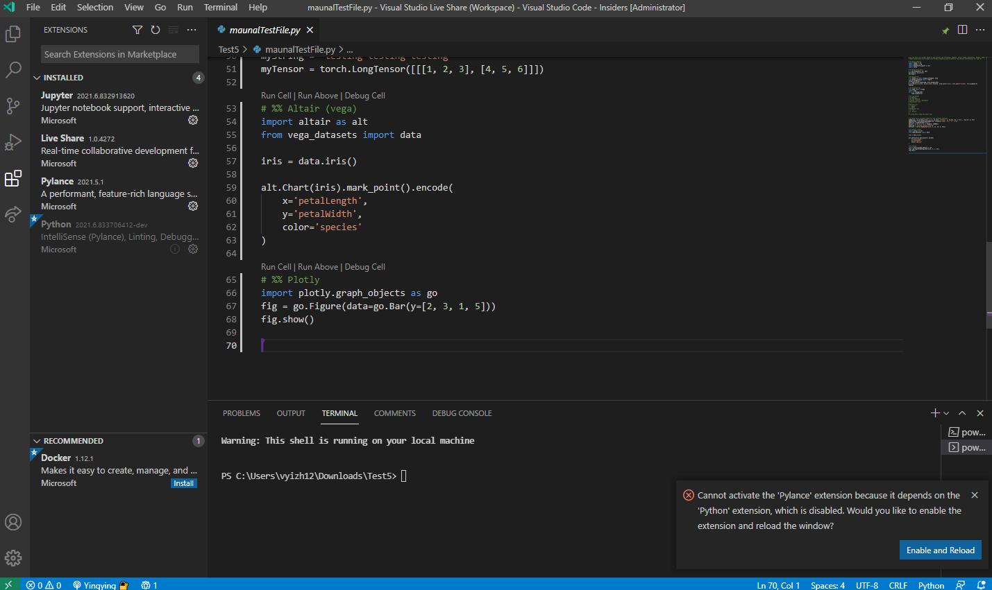 Live share: Python extension is disabled when join in the host. · Issue ...