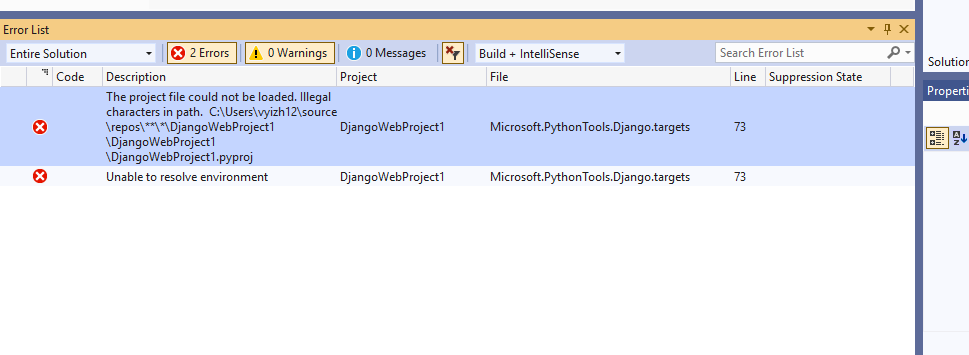 Cannot build Django project due to illegal character in path · Issue #6623 · microsoft/PTVS · GitHub
