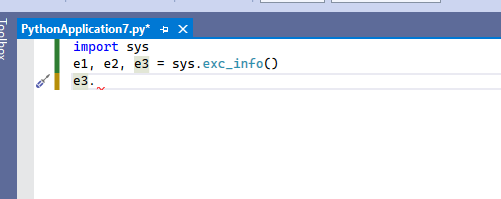 Type information display wrong and no completions for sys.exc_info with ...