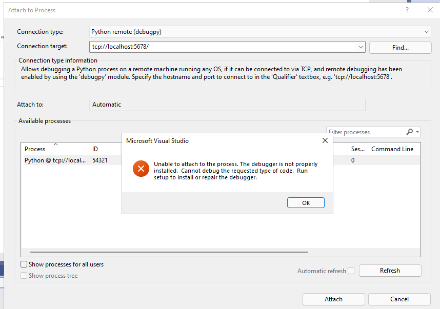 Unexpected error pops up when Python remote · Issue #6905 · microsoft/PTVS · GitHub