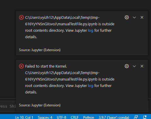 "outside root contents directory" error when run cell. · Issue #9709 · microsoft/vscode-jupyter ...