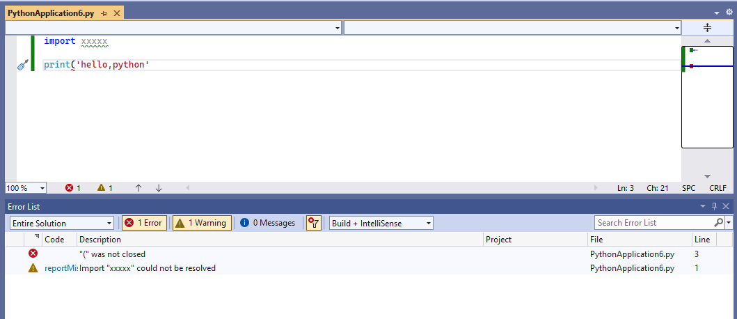 Error List doesn't display errors or warnings · Issue #7051 · microsoft/PTVS · GitHub